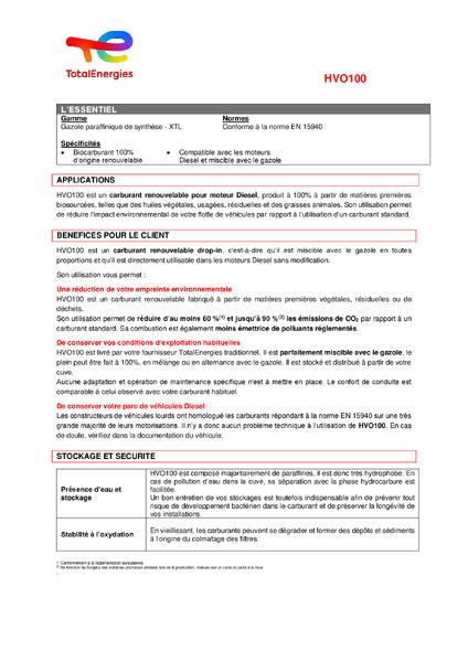 Fiche technique HVO 100